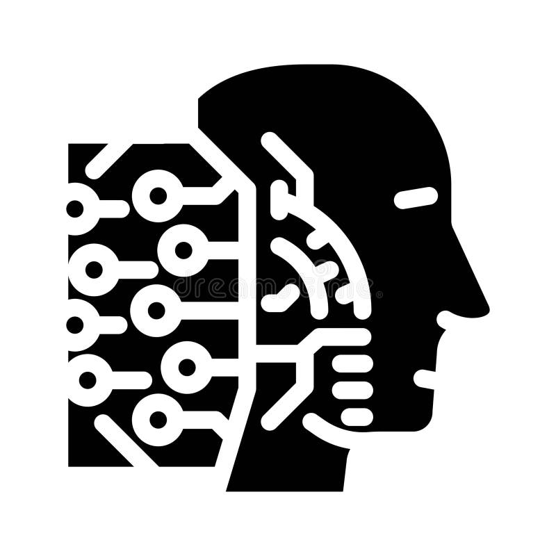 Ai Head Profile Deep Learning Glyph Icon Vector Illustration Stock ...