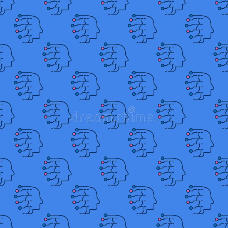 AI Head Vector Artificial Intelligence Blue Modern Seamless Pattern ...