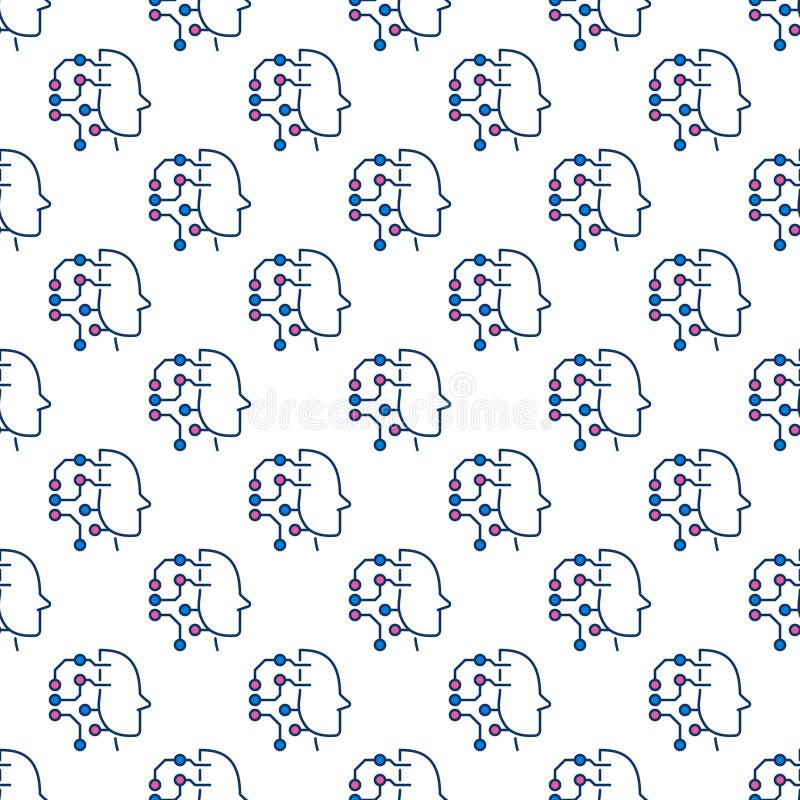 AI Head Vector Innovation Technology Colored Seamless Pattern Stock ...