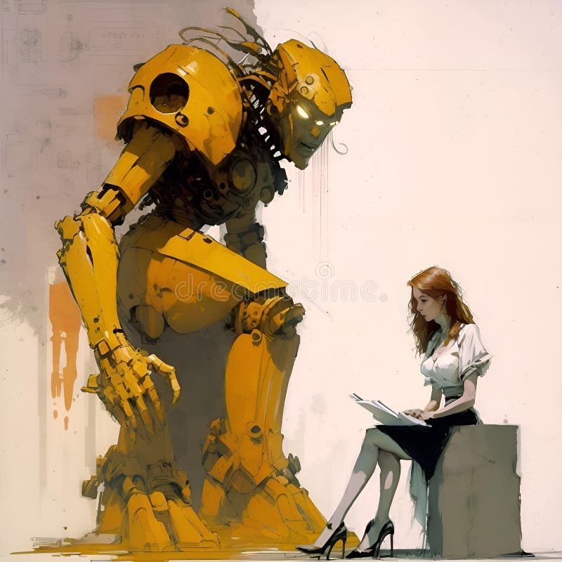 AI Helping To Create Art Object. Fantasy of Nearest Future Stock ...