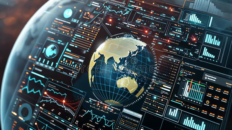 AI Highlights Real-time Data Points on a 3D Globe Model, Showcasing ...