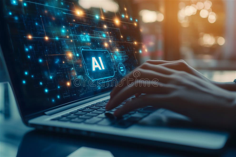 Interacting with Artificial Intelligence: Laptop Concept Stock ...