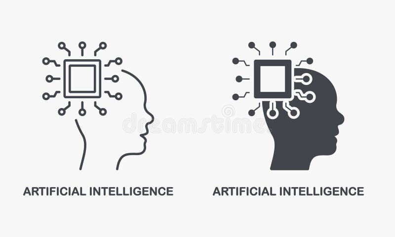 AI in Human Brain Pictogram. Digital Technology and Machine Learning ...