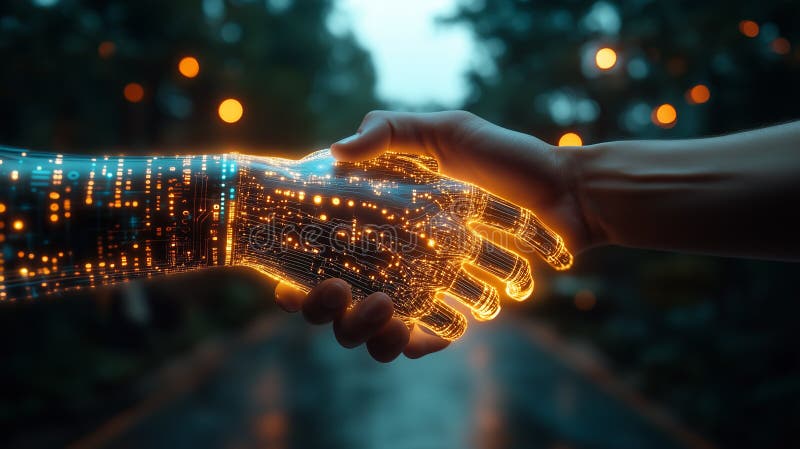 AI and Human Collaboration Concept Stock Illustration - Illustration of ...