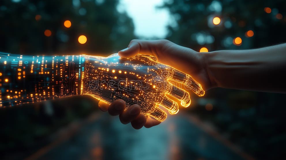 AI and Human Collaboration Concept Stock Illustration - Illustration of ...