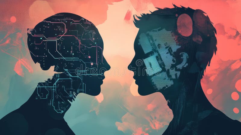 AI and Human Connection Concept Stock Illustration - Illustration of ...