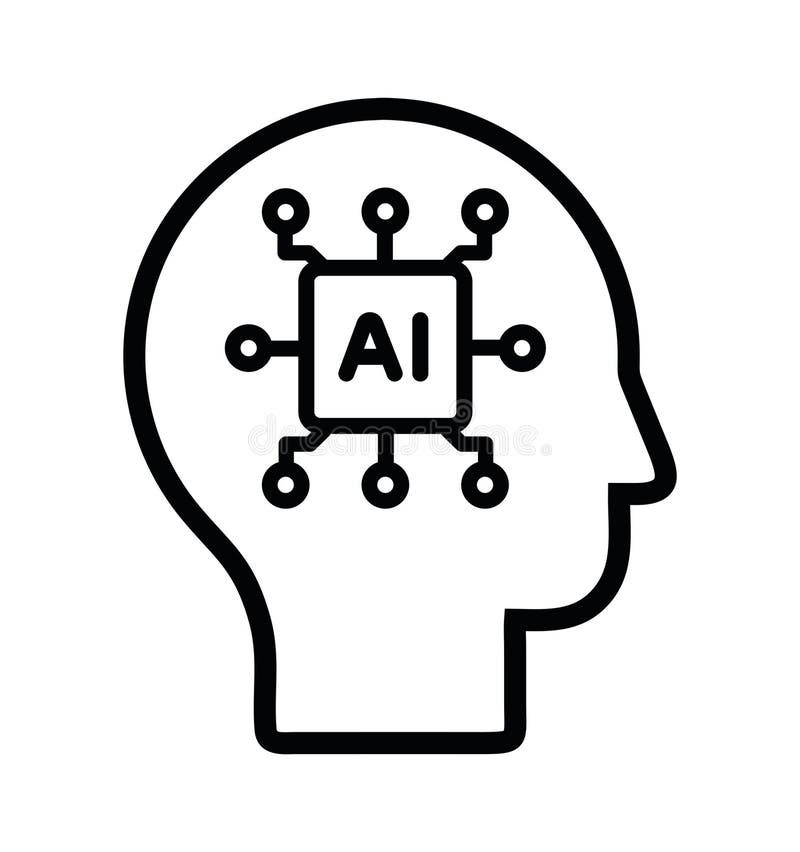 AI and Human Head with Chip Icon Stock Vector - Illustration of ...