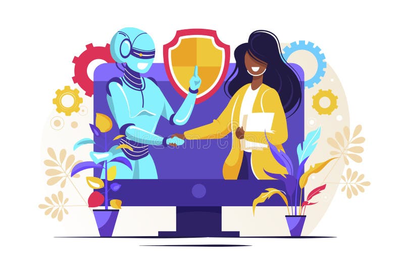 AI, Human Interactive Tech Interaction Stock Vector - Illustration of ... AI, Human Interactive Tech Interaction Stock Vector - Illustration of ...