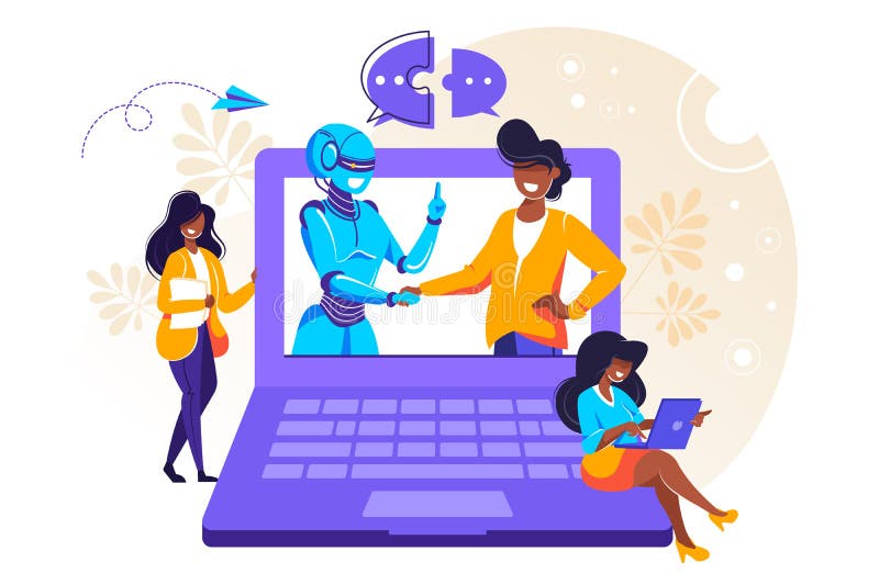 AI, Human Interactive Tech Interaction Stock Vector - Illustration of ...