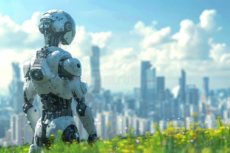 AI Human in Urban Future, Technology Integration, Vast Copy Space ...