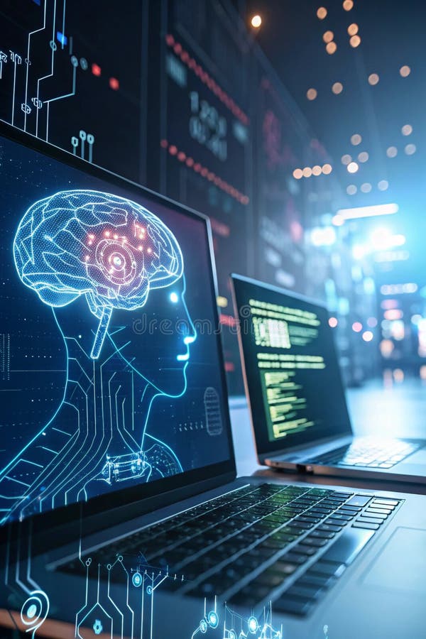 AI Humanoid Face Neural Network Concept Stock Illustration ...