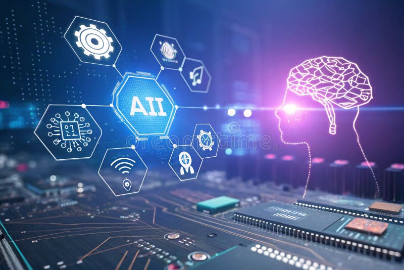 AI Humanoid: Machine Learning and the Rise of Cyber Minds Stock Illustration - Illustration of ...