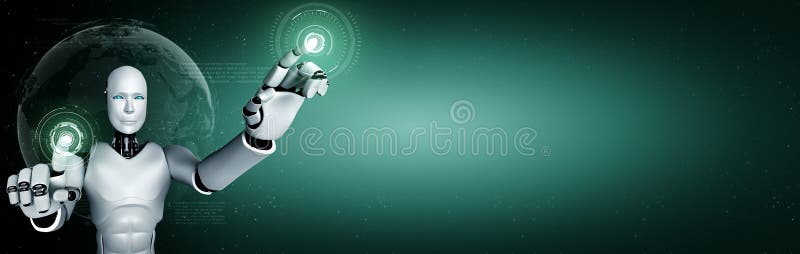 Ai Humanoid Robot Touching Finger Copy Space Stock Photos - Free ...