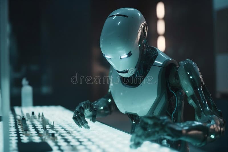AI Humanoid Robot Working in Office. AI Generated Stock Illustration ...