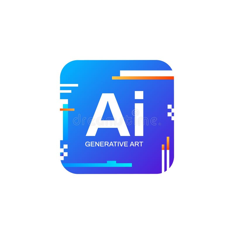 AI Icon with Glitch Art, Blue Gradient, and Smart Chatbot Design. Stock ...