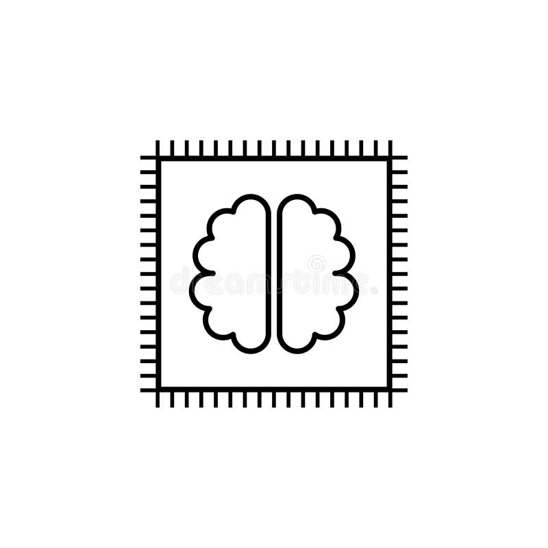 AI Icon Line Art Style Machine Learning Intelligent Robot and Cloud ...