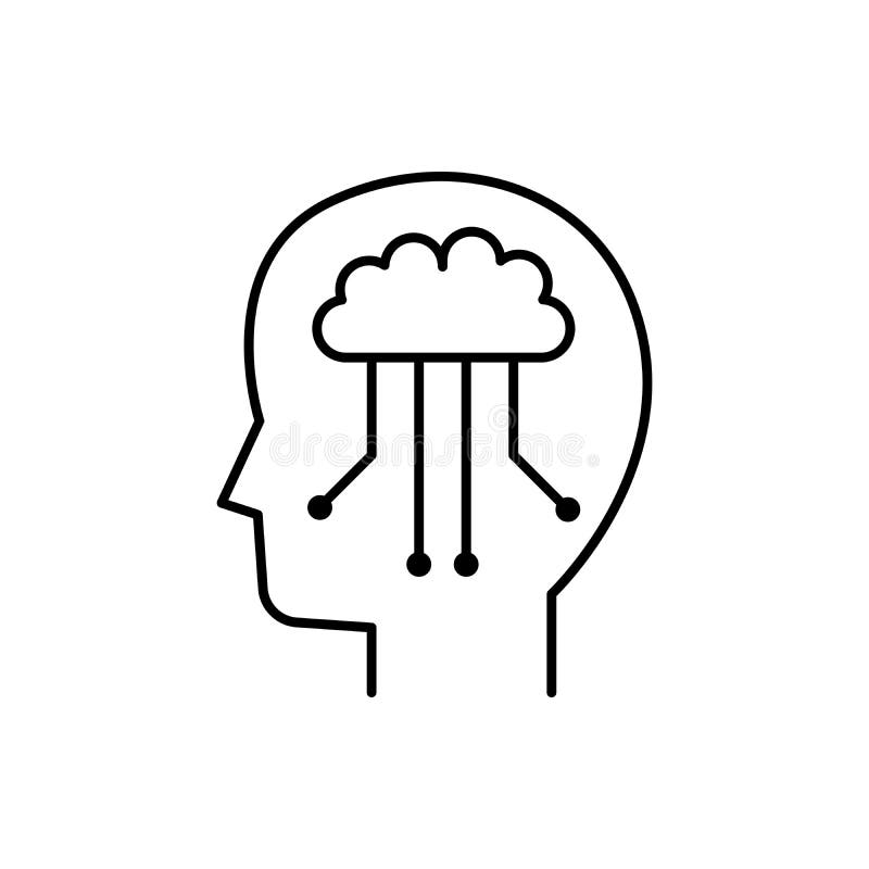 AI Icon Line Art Style Machine Learning Intelligent Robot and Cloud ...