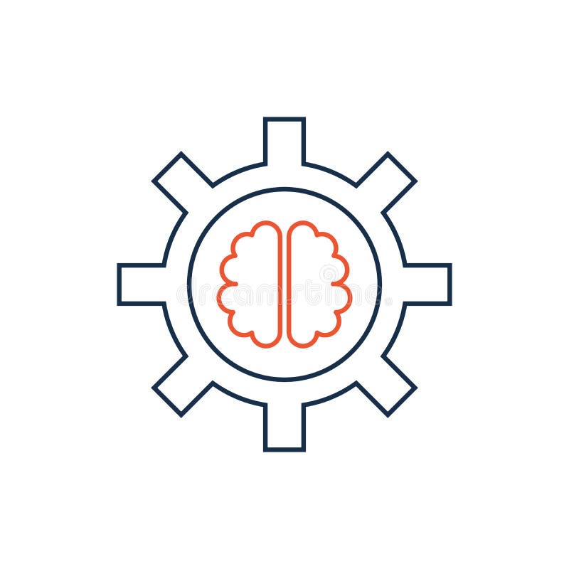 AI Icon Line Art Style Machine Learning Intelligent Robot and Cloud ...