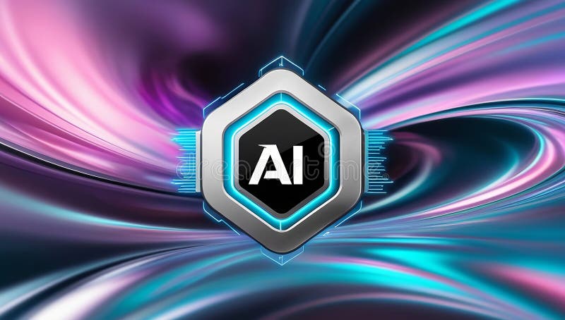 AI Icon Set Against Velocity Stream Blur Background Stock Illustration ...