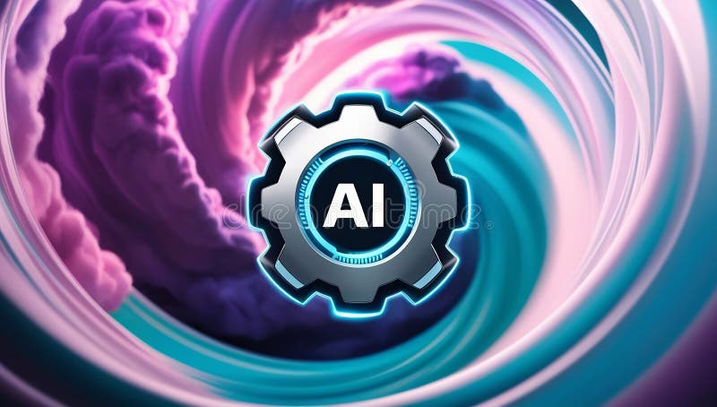 AI Icon Set Against Velocity Stream Blur Background Stock Illustration ...
