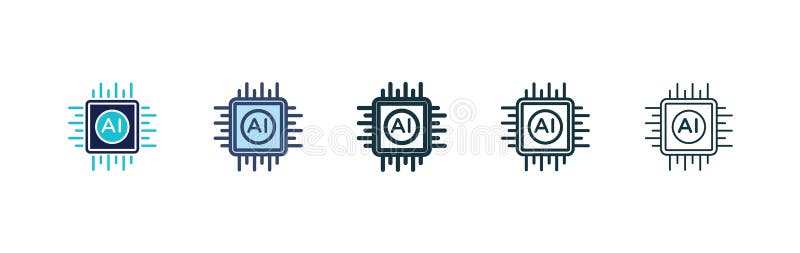 AI Icon Vector Set on White Background Stock Vector - Illustration of ...