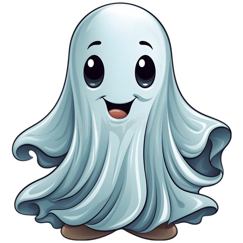 AI Illustration of an Adorable Cartoon Ghost with Human-like Features ...