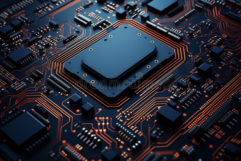 AI Illustration of an Advanced Electronic Circuit Board Featuring a ...