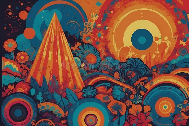 AI Illustration of Artistic Patterns and Vibrant Colors Contrast with ...
