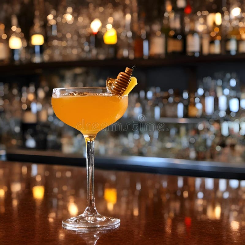 AI Illustration of a Bar Top Displaying an Alcoholic Beverage with a ...