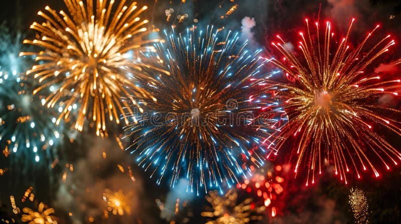 AI Illustration of a Beautiful Scene of Vibrant Fireworks Exploding in ...