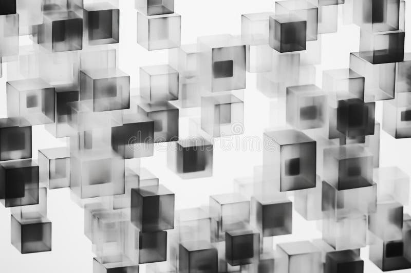 AI Illustration of Black Translucent Cubes on a White Backdrop Stock ...