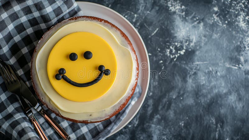AI Illustration of a Cake with a Smiley Face Stock Image - Image of ...