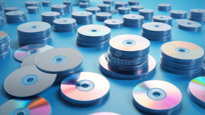 AI Illustration of CDs with Blue Background Stock Illustration ...