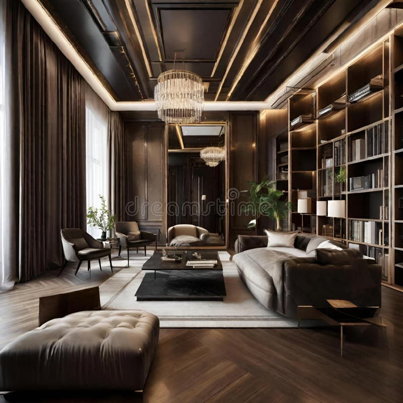 AI Illustration of a Clean and Modern Living Room with Ample Lighting ...