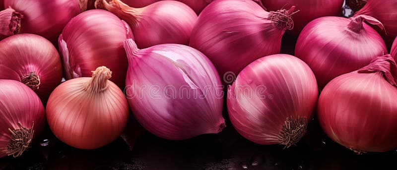 AI Illustration of a Closeup of a Pile of Pink Onions. Stock ...