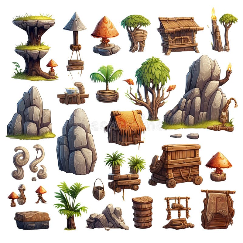 AI Illustration of a Collection of Assorted Natural Objects, Including ...