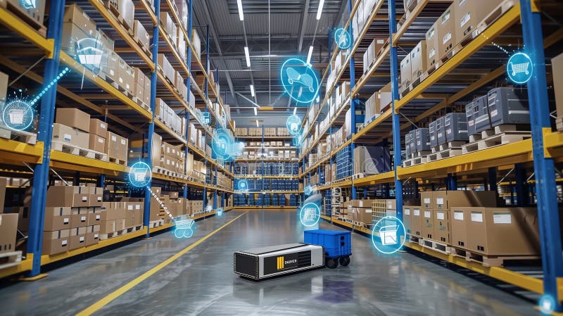 AI Illustration of Digital Warehouse Stock Photo - Image of inventory ...