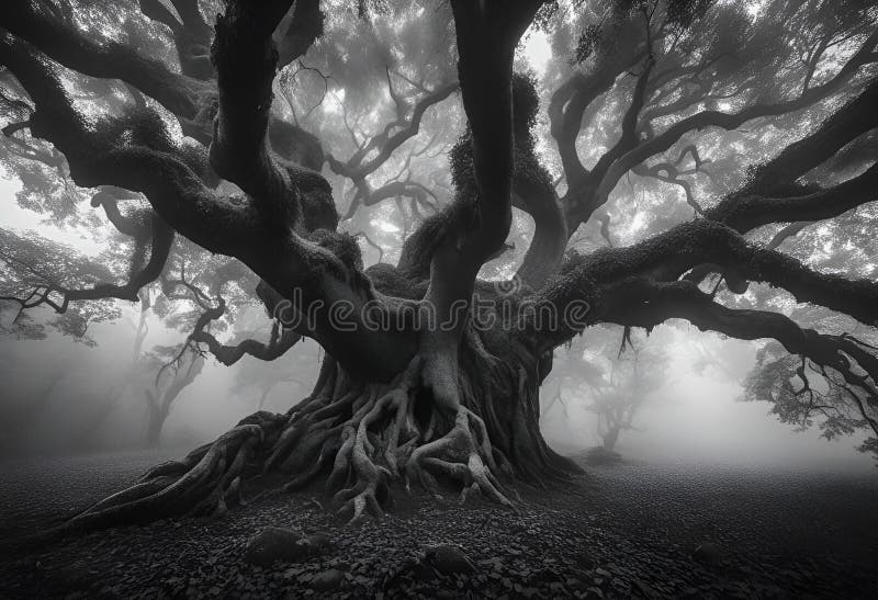 AI Illustration of a Dramatic Black and White Photograph of an Ancient ...