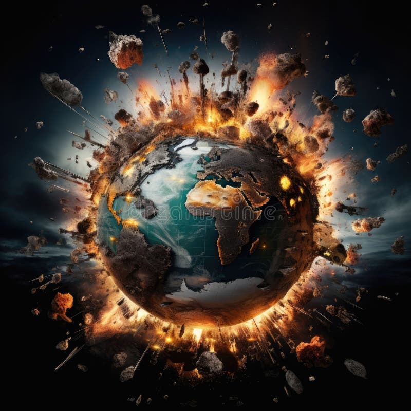 An AI Illustration of the Earth is Exploding with Small Rocks All ...