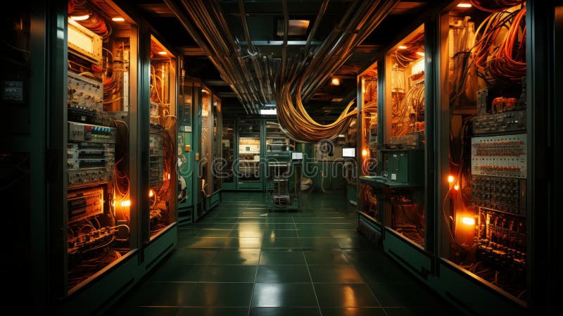 AI Illustration of an Expansive Computer Data Center with Multiple ...