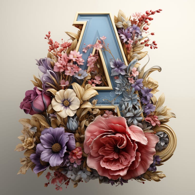 AI Illustration of a Floral Letter a Design on a White Background ...