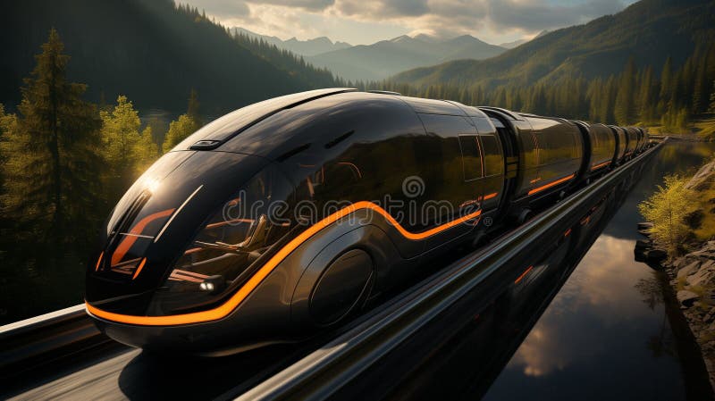 An AI Illustration of a Futuristic Passenger Train with a Large Mirror ...