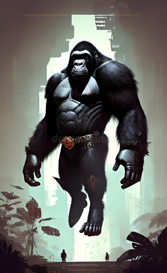 AI Illustration of a Giant Gorilla Stock Illustration - Illustration of ...