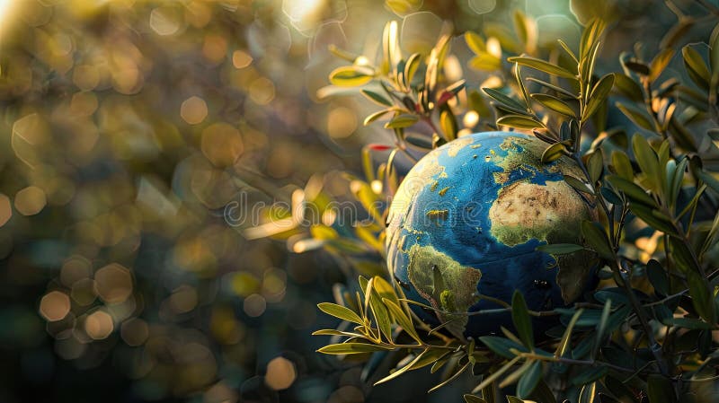 AI Illustration of the Globe Amidst Nature S Caress Discovering the ...