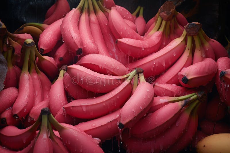 AI Illustration of a Group of Ripe Pink Bananas. Stock Illustration ...