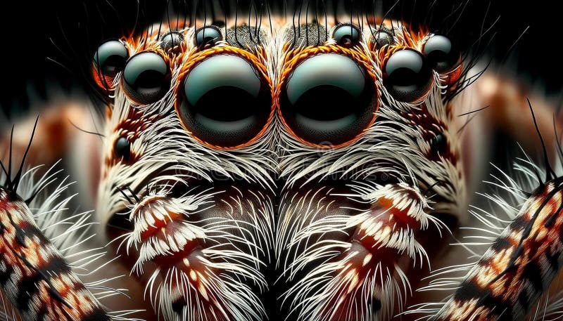 An AI Illustration of an Image of a Spider S Face from Above Looking at ...