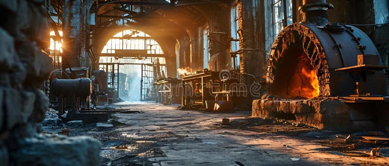 AI Illustration of an Industrial Setting Featuring Numerous Metallic ...