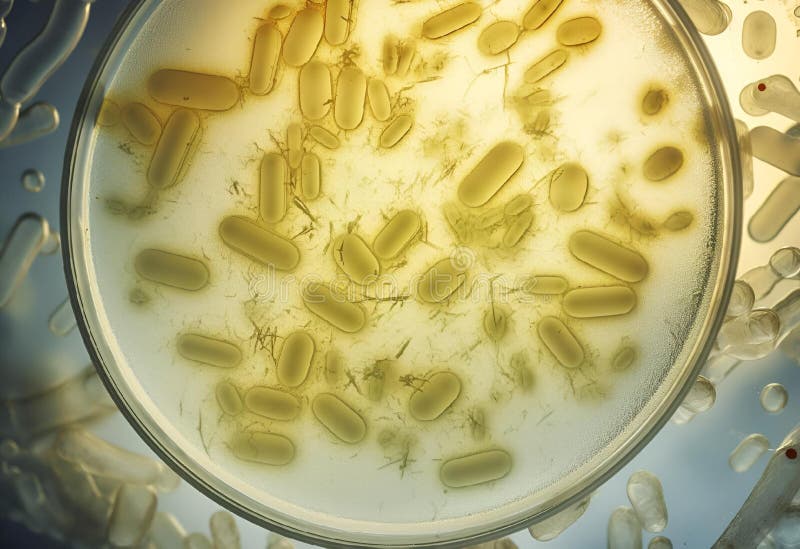 AI Illustration of a Microscope Slide Featuring a Sample of Yellow ...