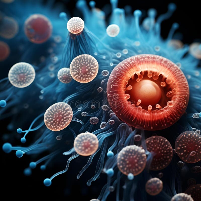 AI Illustration of a Microscopic Image of Protozoa. Stock Illustration ...