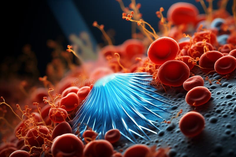 AI Illustration of a Microscopic Shot of a Nano-optical Blood Sensor ...